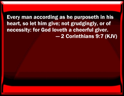 Bible Verse Powerpoint Slides for 2 Corinthians 9:7