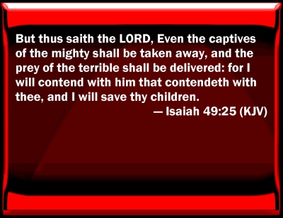 Bible Verse Powerpoint Slides for Isaiah 49:25